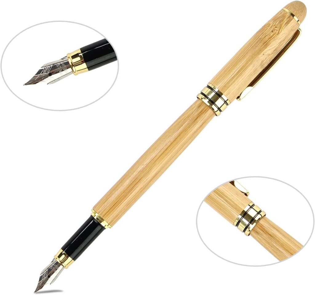 Bamboo Fountain Ink Pen Set With Bamboo Case Luxury Pen